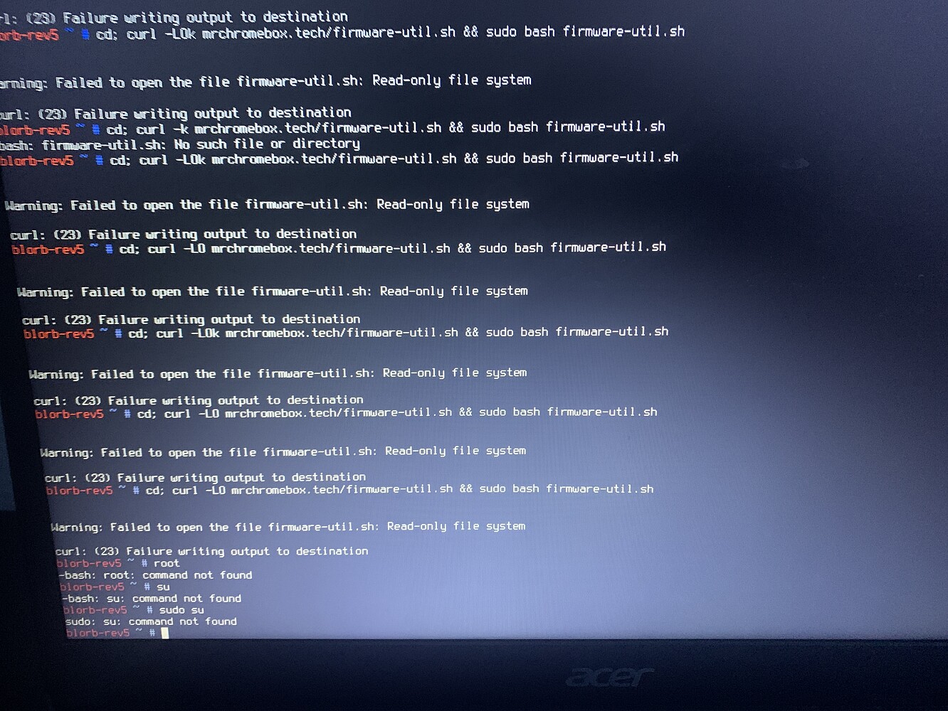 Read Only File System Error Support Chromebook To Ultrabook 
